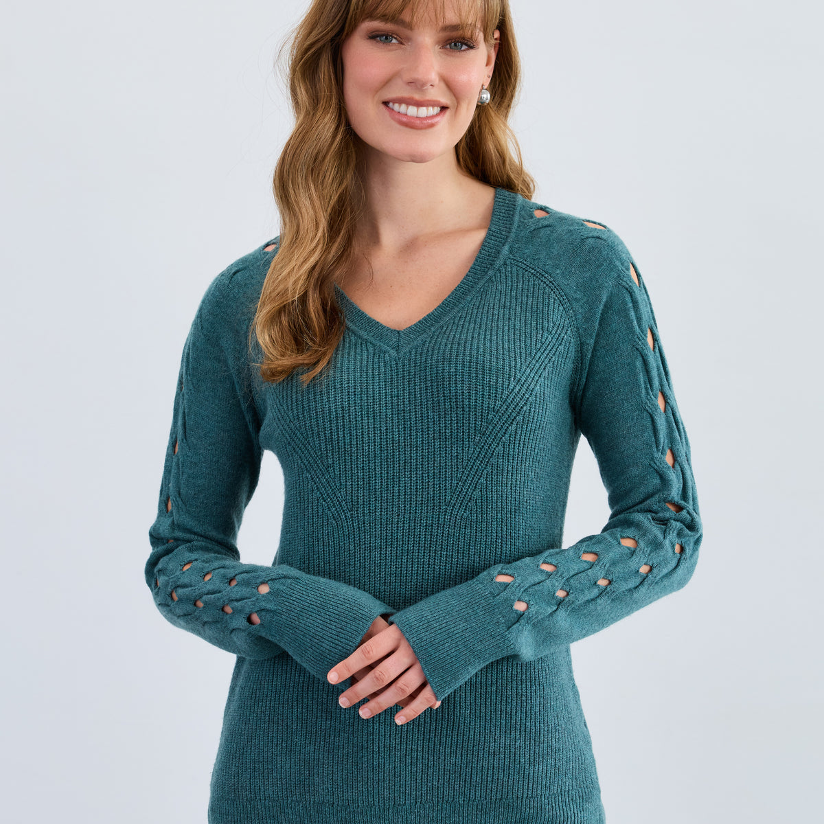 Long Sleeve V-Neck Sweater, Light Spruce – French Dressing Jeans Inc.