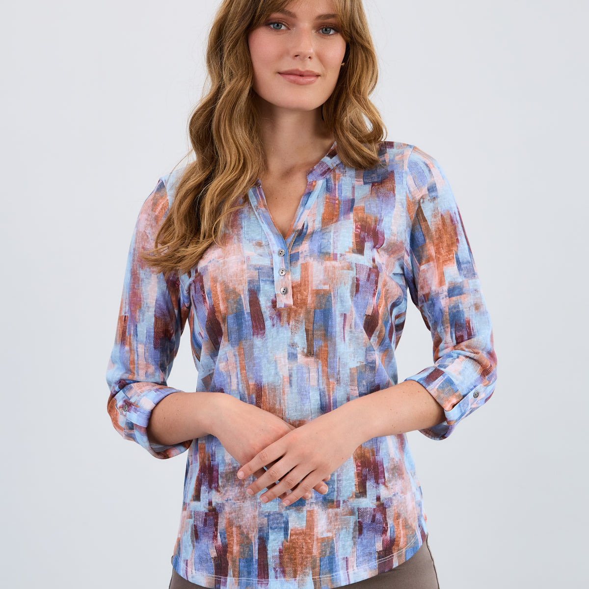 3/4 Sleeve Henley Top, Rookery – French Dressing Jeans Inc.