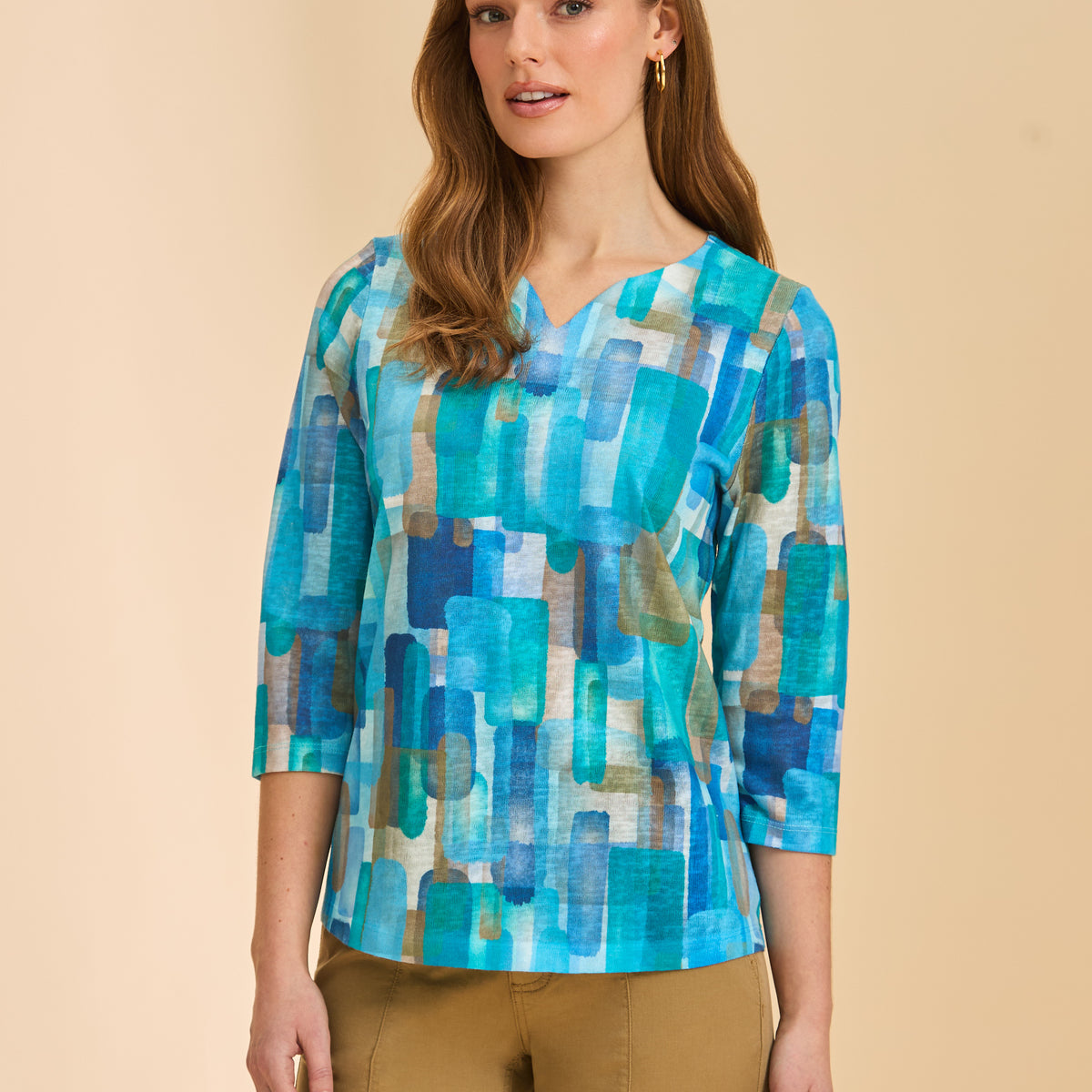 Notch Neck Knit Top in Blue Rockefeller | FDJ – French Dressing Jeans Inc.